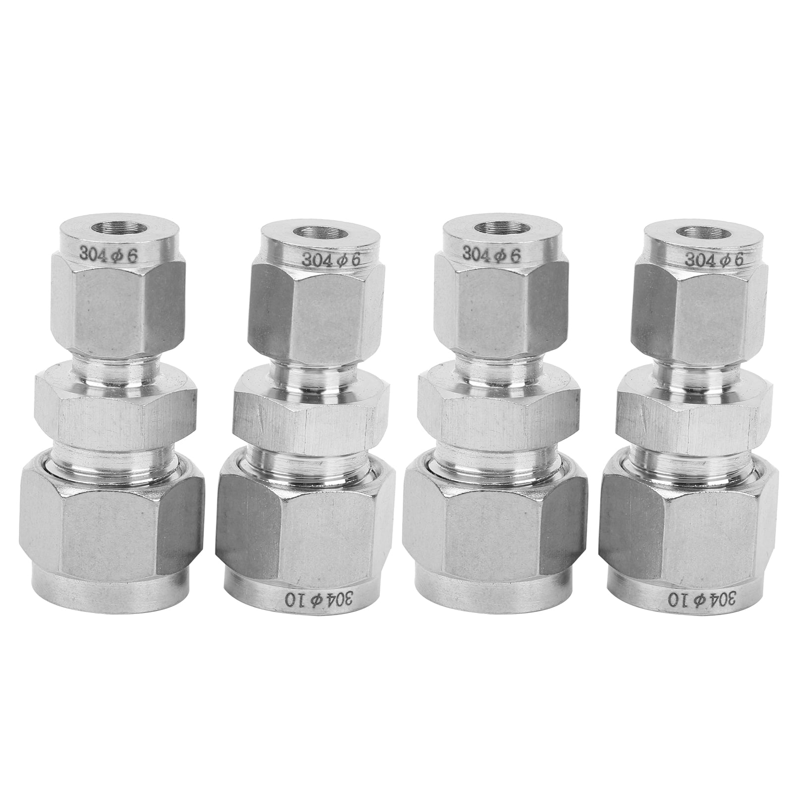 4Pcs 304 Stainless Steel Compression Tube Adapter, Double-Ferrule ...