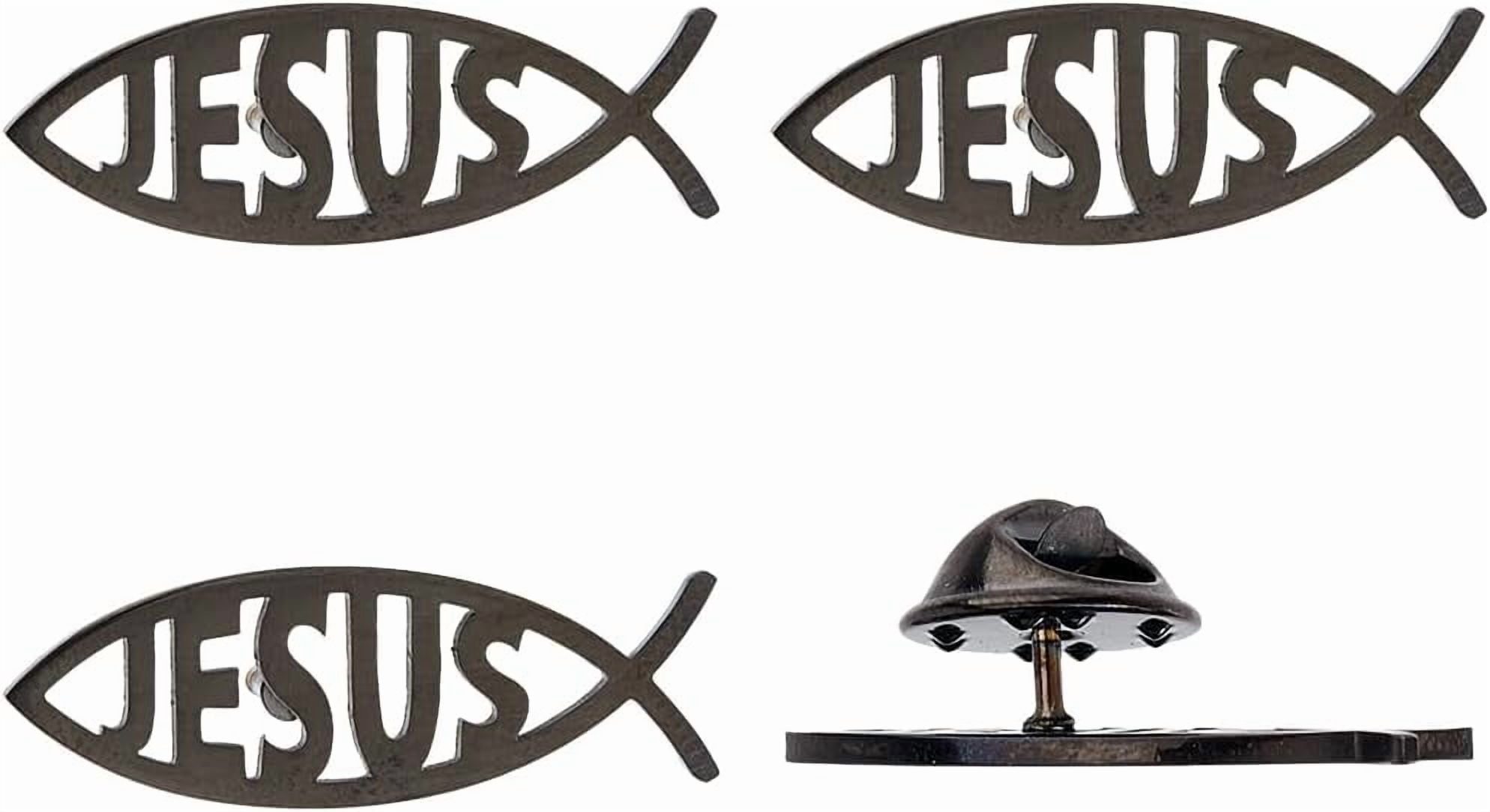 4Pcs 304 Stainless Steel Lapel Pin Backs Jesus fish brooch Cartoon Fish ...