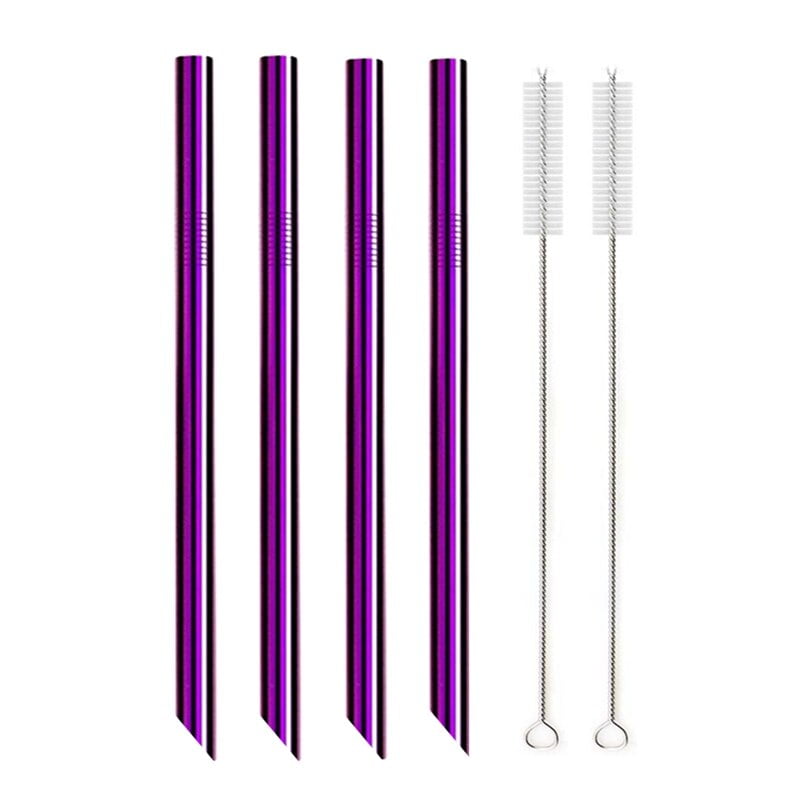 4Pcs 304 Stainless Steel Straw Reusable Metal Straws Set 12mm Diameter ...