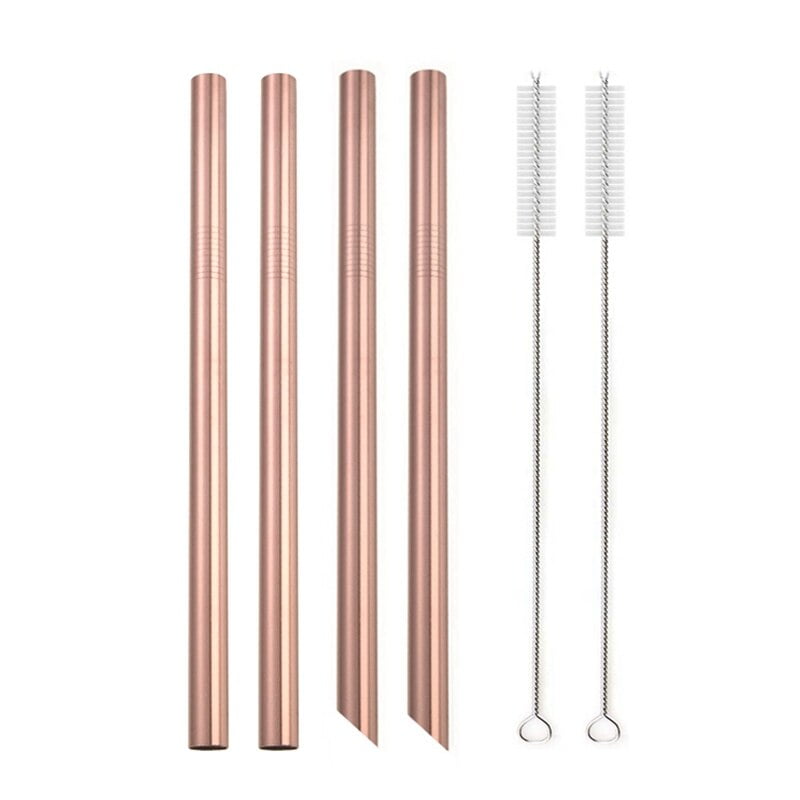 4Pcs 304 Stainless Steel Straw Reusable Metal Straws Set 12mm Diameter ...