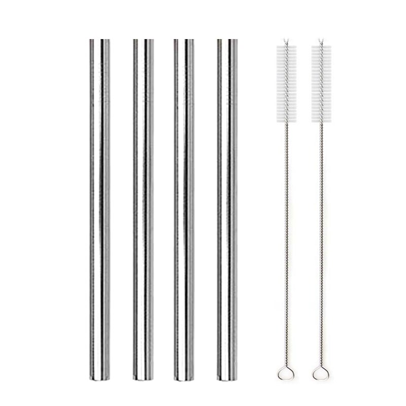 4Pcs 304 Stainless Steel Straw Reusable Metal Straws Set 12mm Diameter ...