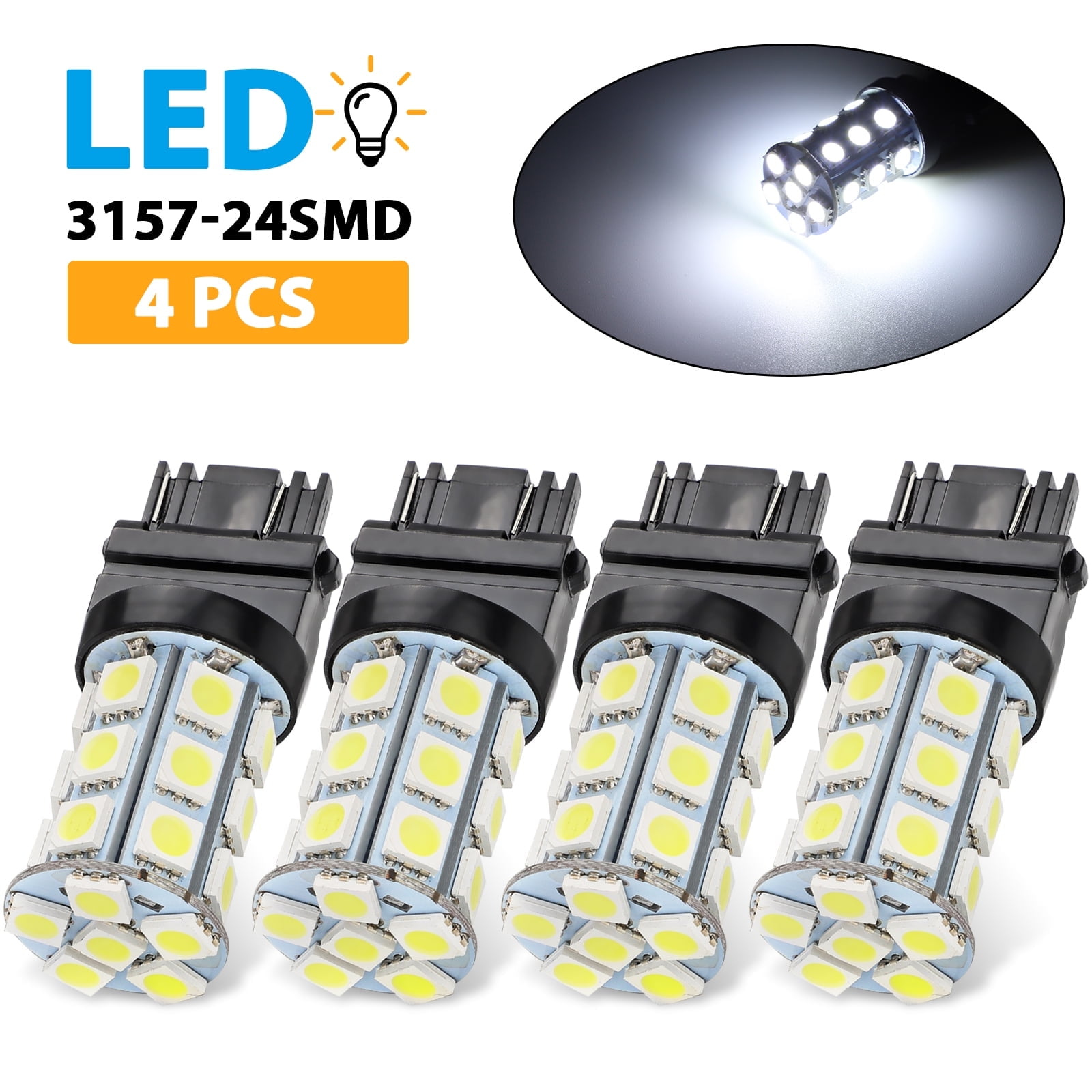 4Pcs 3157 LED Bulb, Super Bright 24SMD 3156 3057 4157 LED Bulb ...