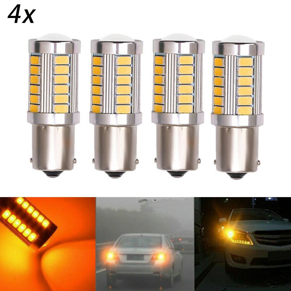 4Pcs 33LED 581 BA15S PY21W Turn Signal Yellow Rear Indicator 12V Bulb ...