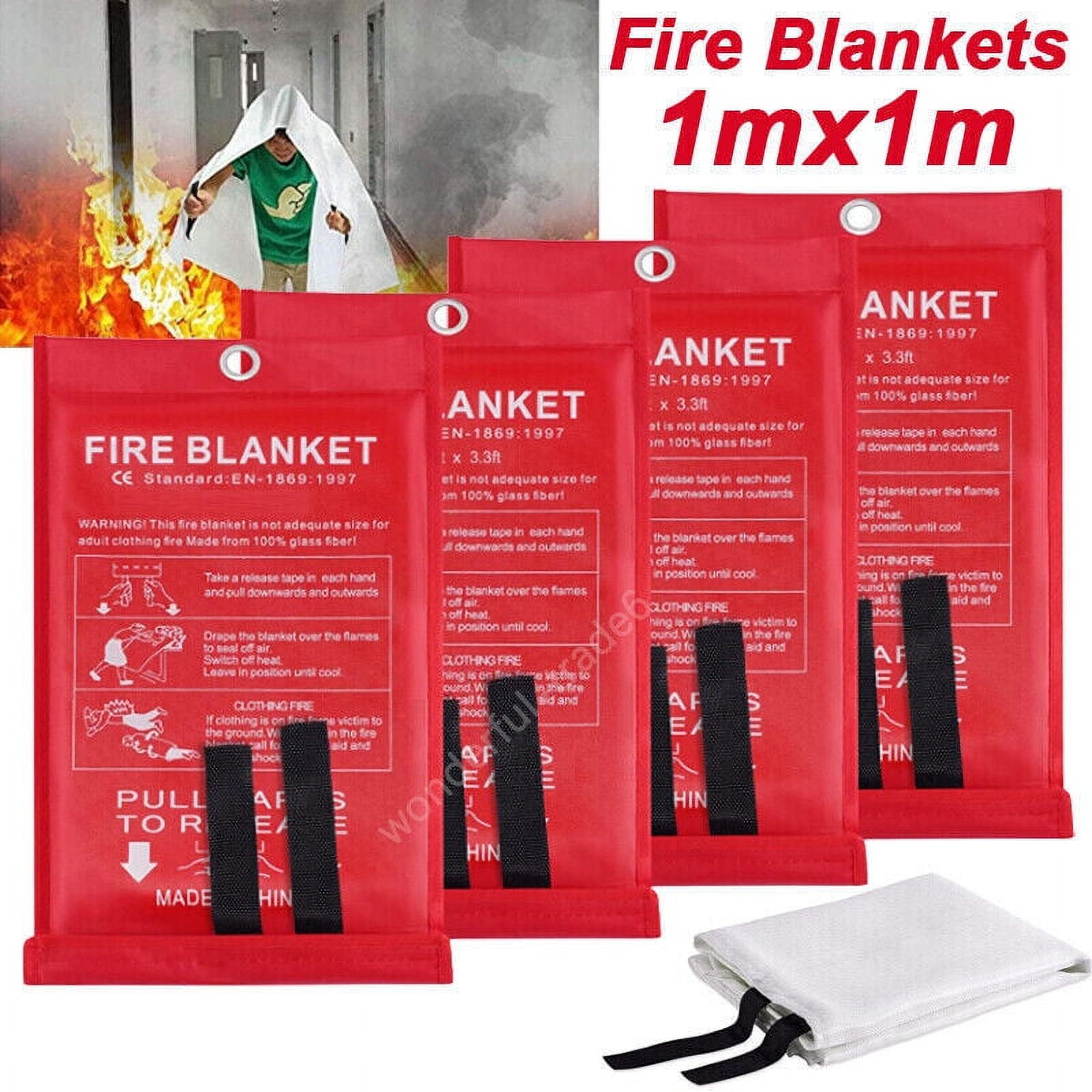 4Pcs 39*39IN Emergency Fire Blanket Quick Release In Case For Home ...