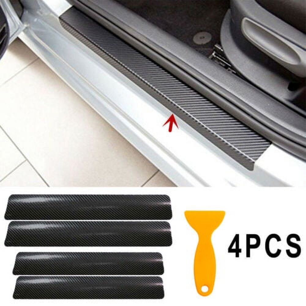4Pcs 3D Carbon Fiber Car Scuff Plate Door Sill Cover Panel Step ...
