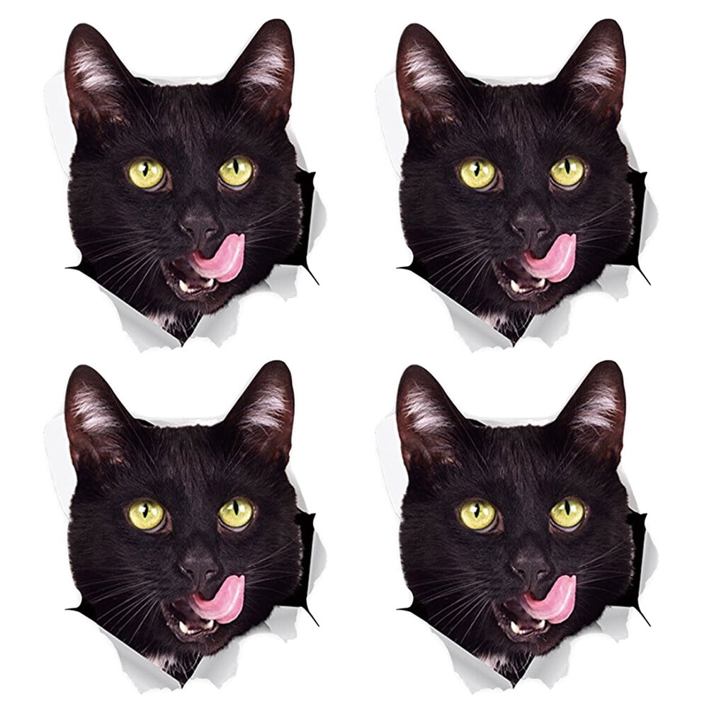 4Pcs 3D Cute Cat Stickers Kitten Pattern Sticker Auto Car Body PVC ...