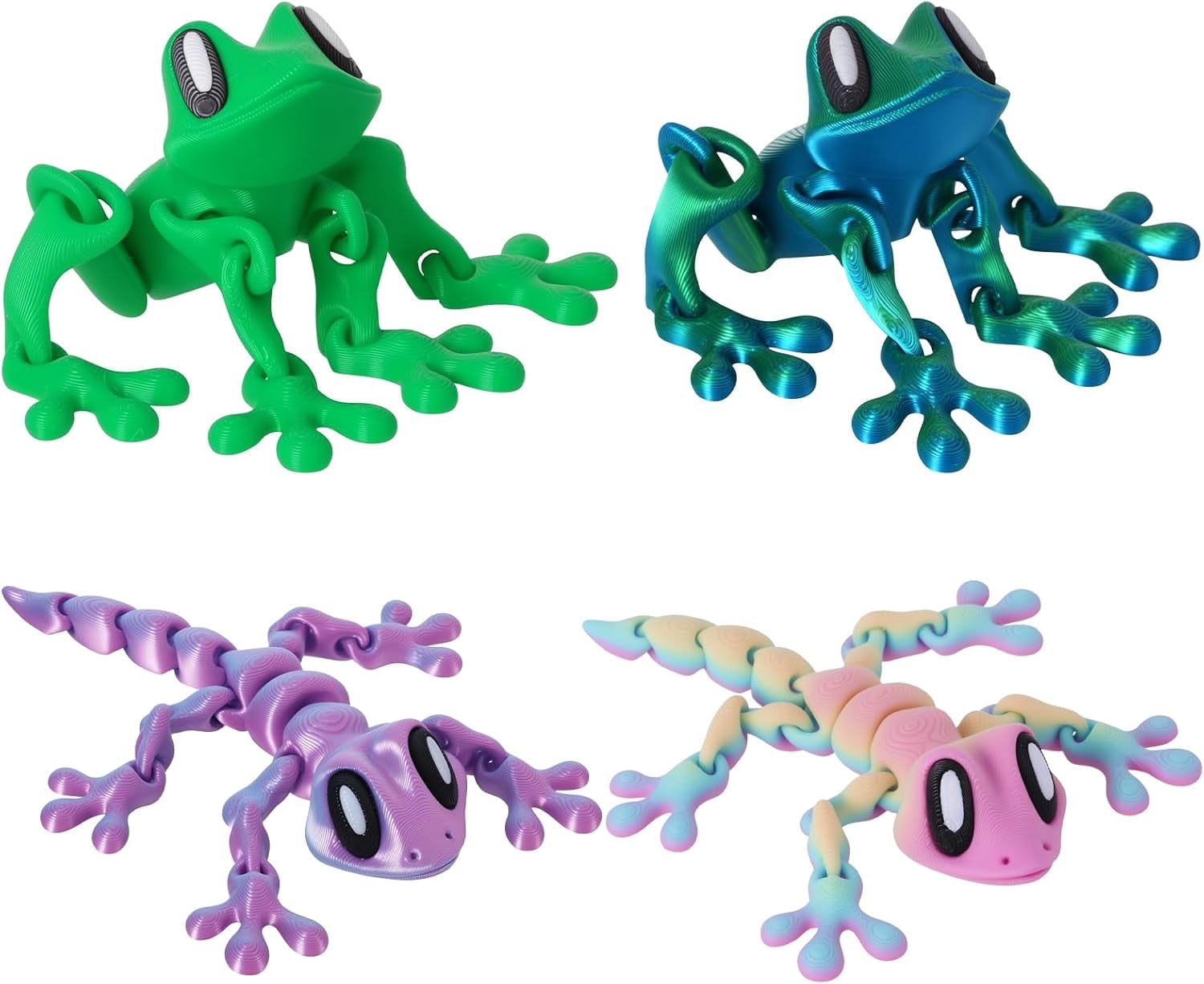 4Pcs 3D Printed Animal Fridge Magnets Set Articulated 3D Printed Frogs ...