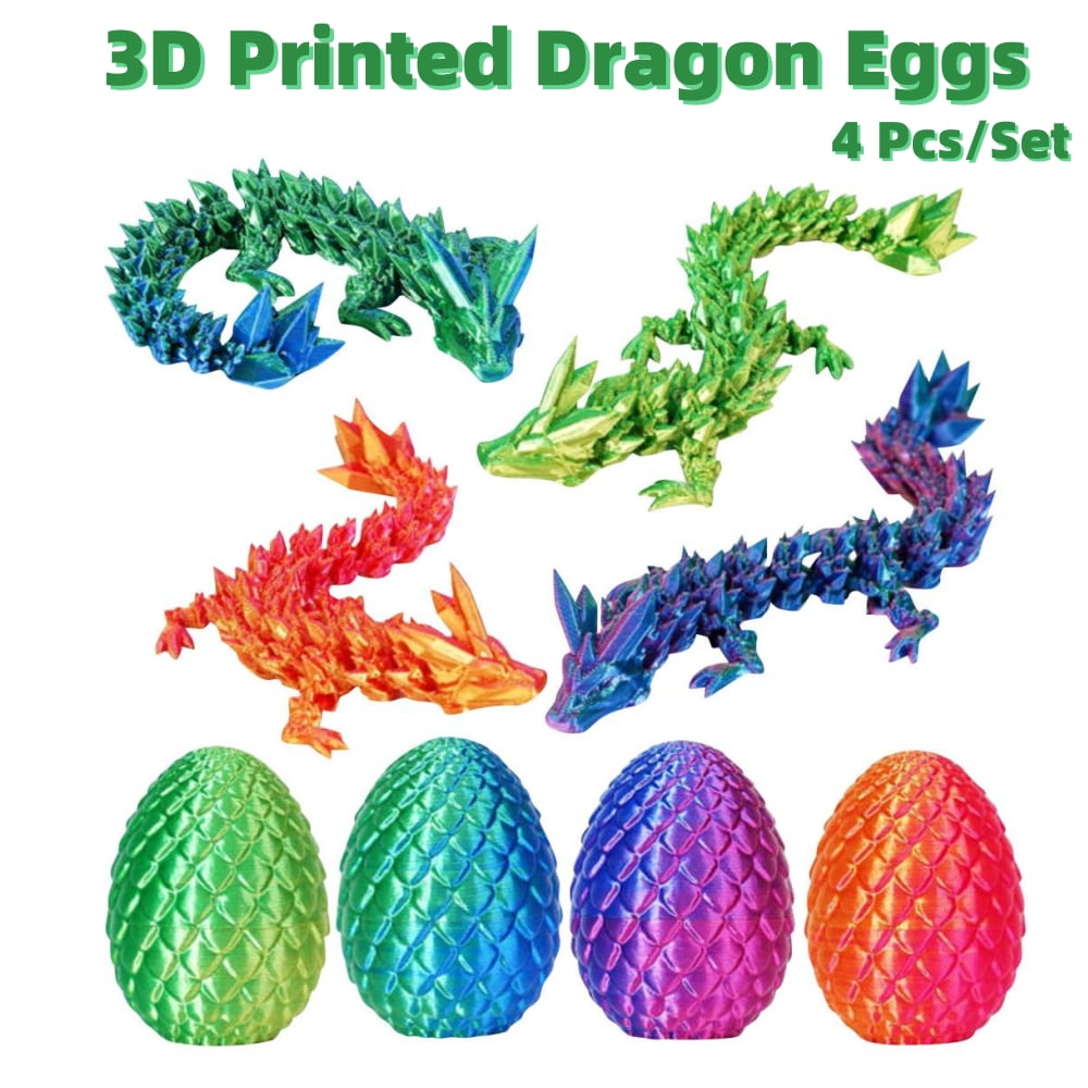 4Pcs 3D Printed Dragon Eggs with Dragon Inside,Easter Basket Stuffers ...