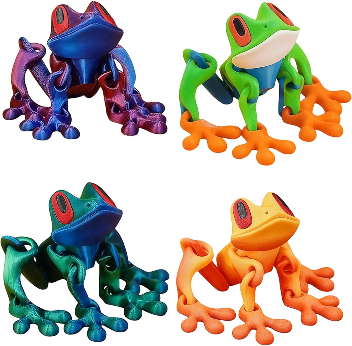 4Pcs 3D Printed Magnetic Frog Fridge Magnets, Realistic Jointed Jumping ...