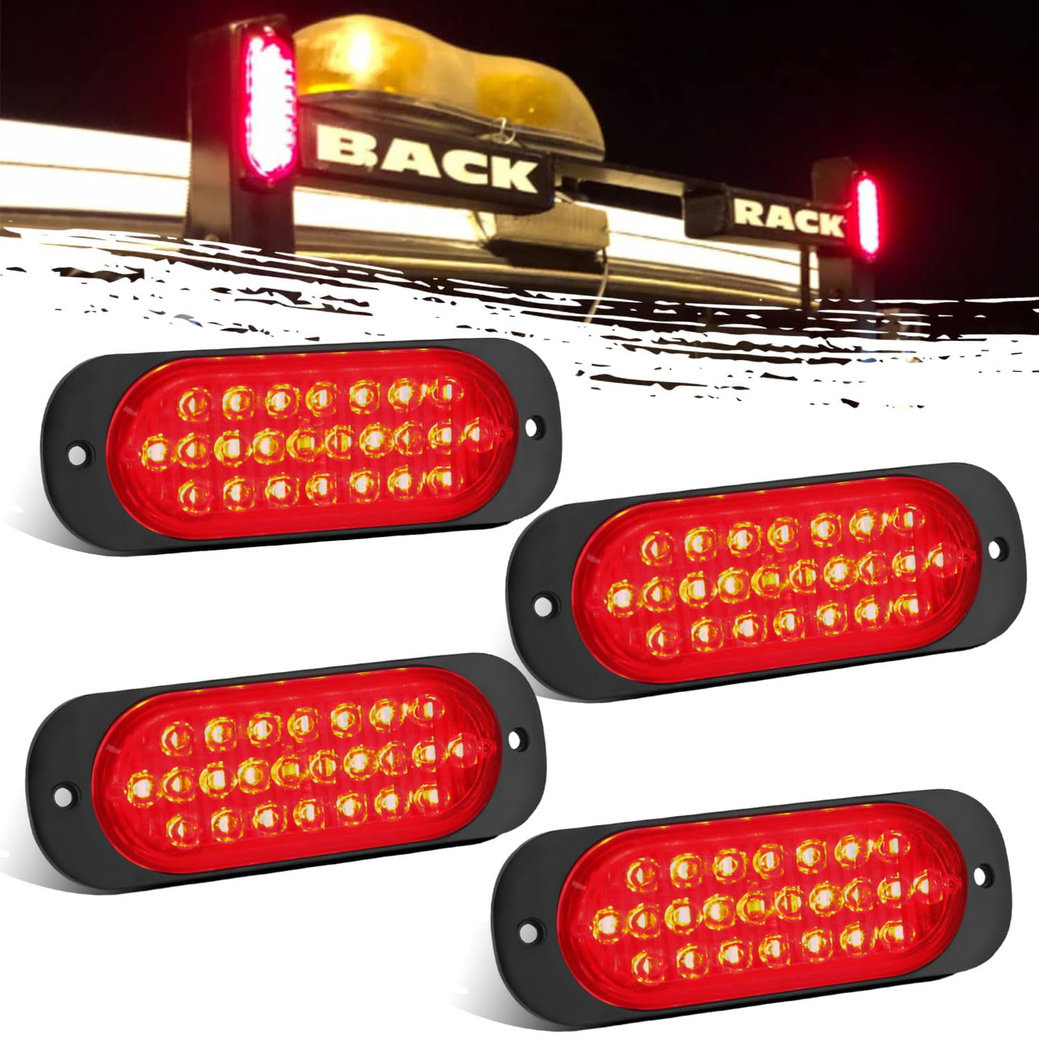 4Pcs 4.4" Red 24 IFF17 LED Trailer Side Light Aluminum Housing LED ...