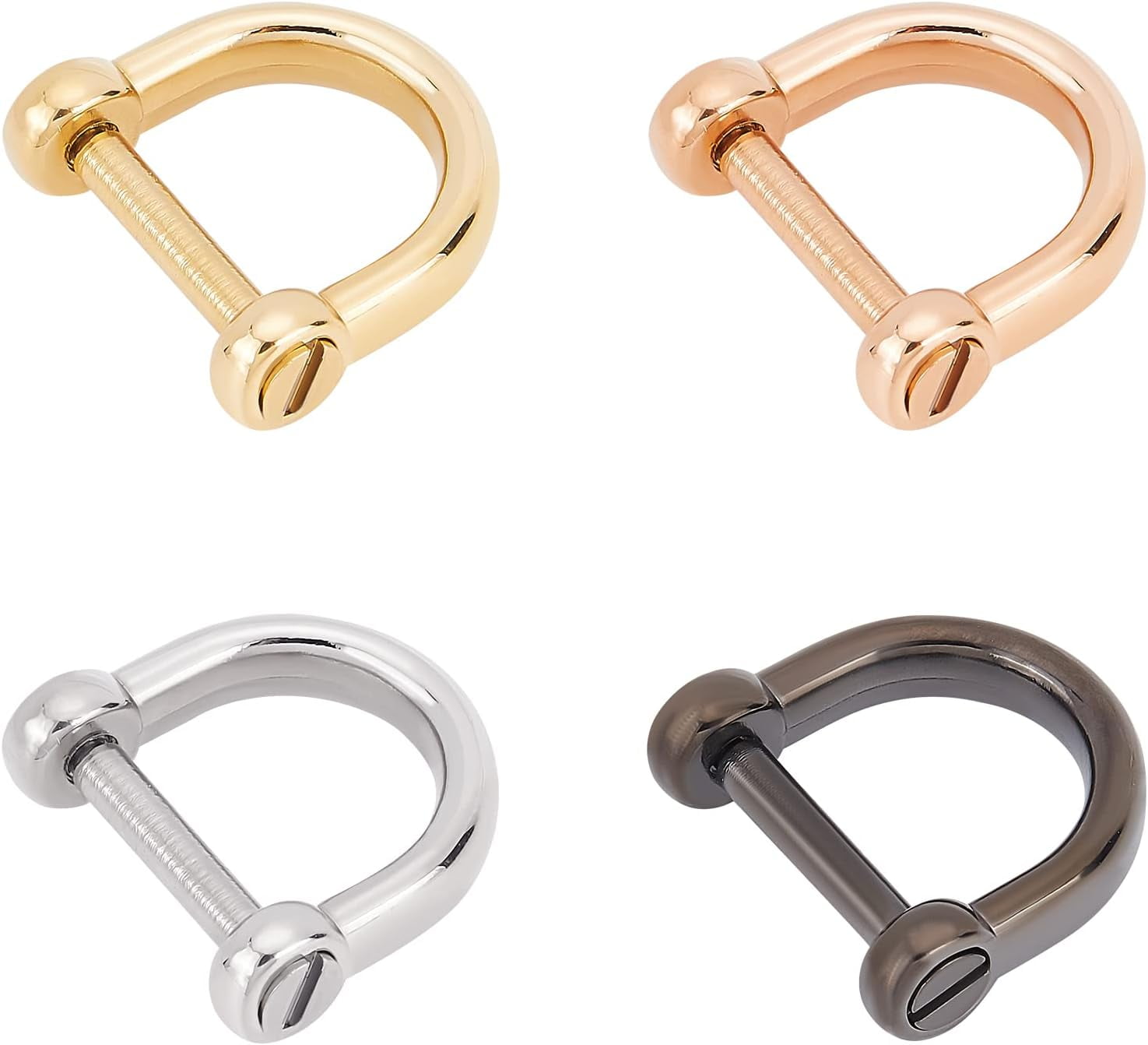 4Pcs 4 Colors 304 Stainless Steel D-Ring Anchor Shackle Golden Buttons ...