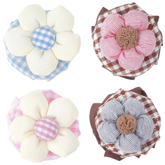 4Pcs 4 Colors Flower Knob Covers Cotton Soft Reusable Washable Pink ...