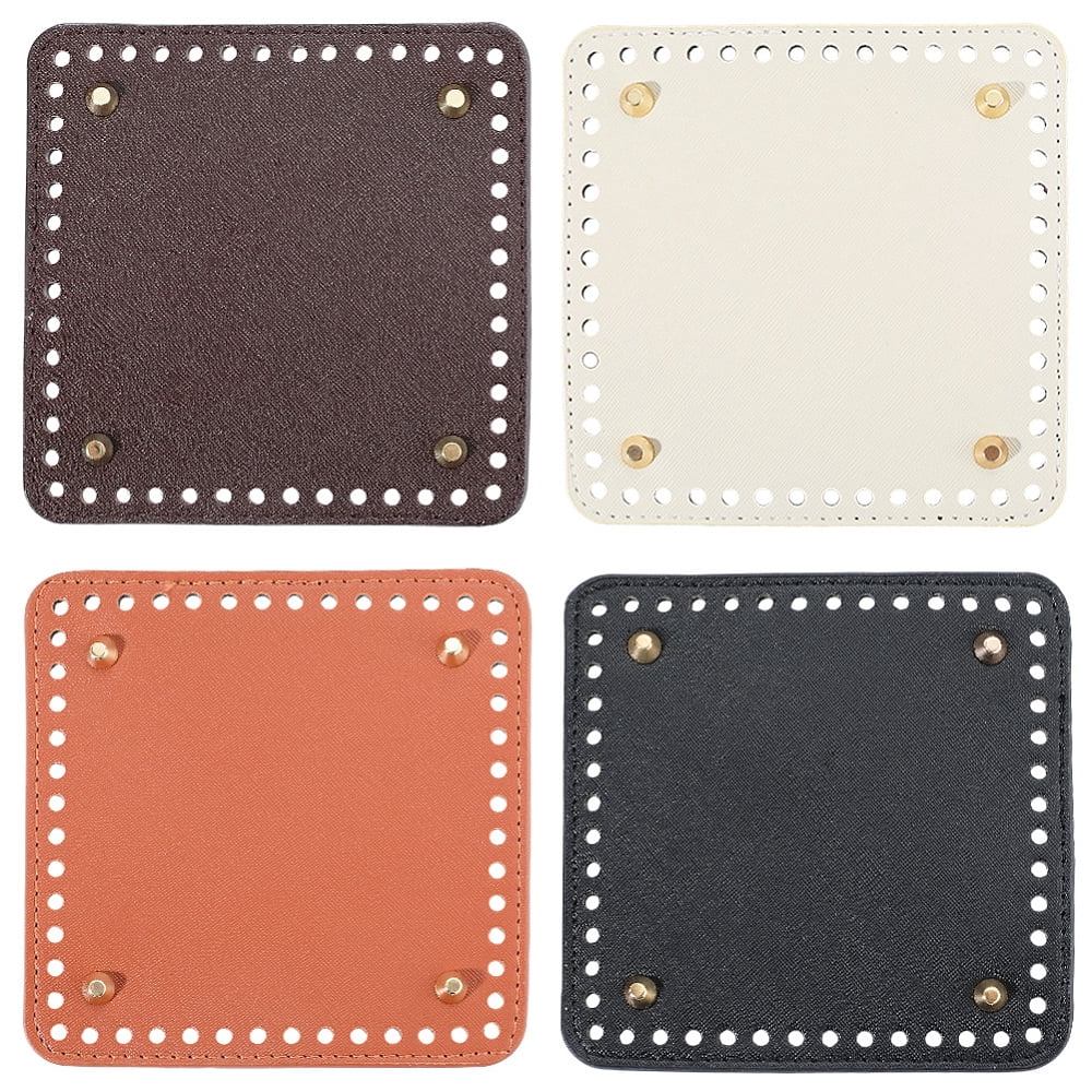 4Pcs 4 Colors Imitation Leather Bag Bottoms 5.8x5.9 Inch Square Bag ...