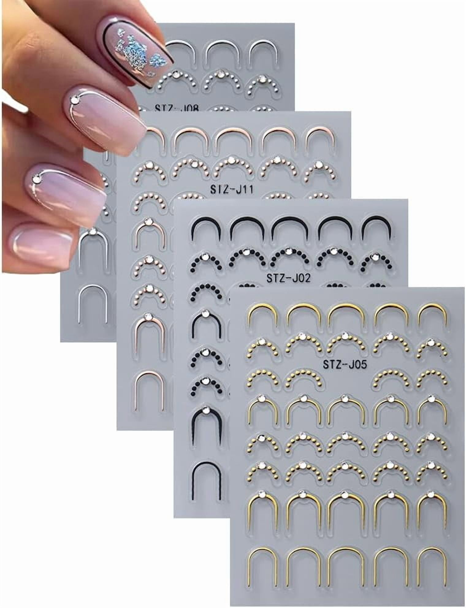 4Pcs 4 Colors Nail Art Stickers Decals Self Adhesive for Nail Tips ...