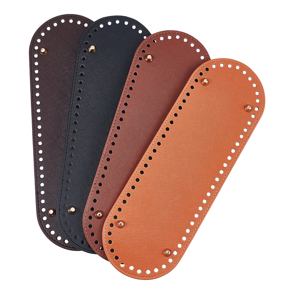 4Pcs 4 Colors PU Leather Oval Long Bag Bottom for Knitting Bag Women ...