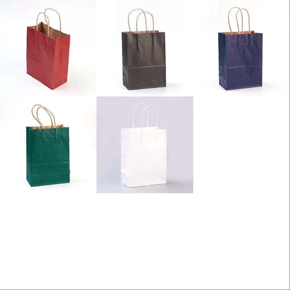 4Pcs 4 Colors Pure Color Kraft Paper Bags with Handles Gift Bags ...