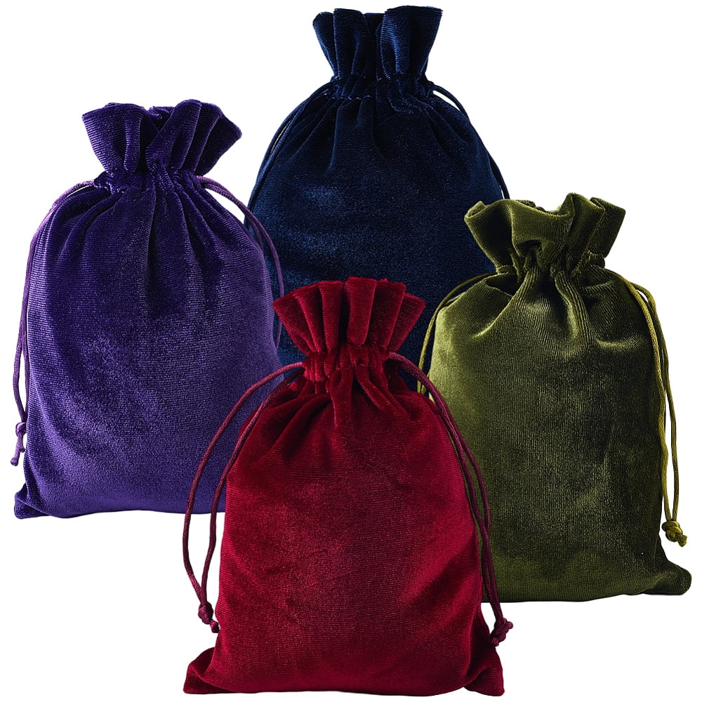 4Pcs 4 Colors Rectangle Velvet Drawstring Pouches Candy Gift Bags ...