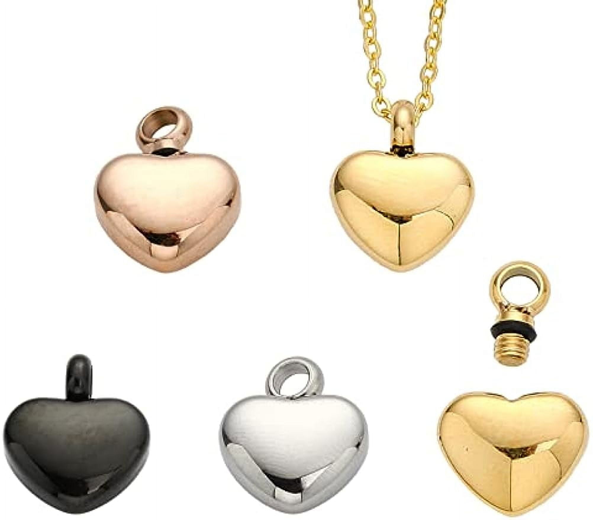 4Pcs 4 Colors Small Heart Cremation Urn Necklace Charms 316 Stainless ...