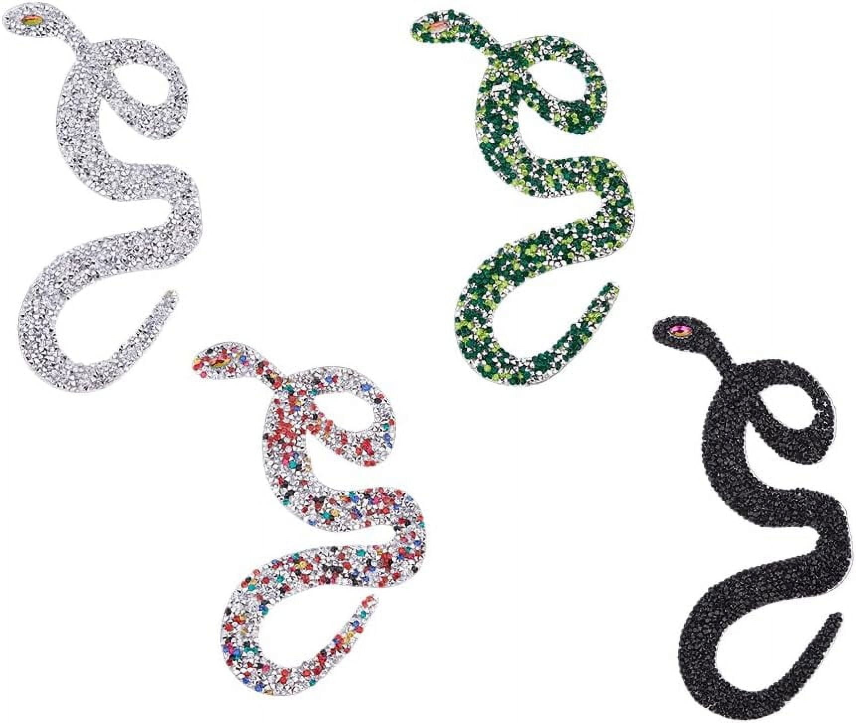4Pcs 4 Colors Snake Rhinestone Applique Crystal Badge Snake Fabric ...