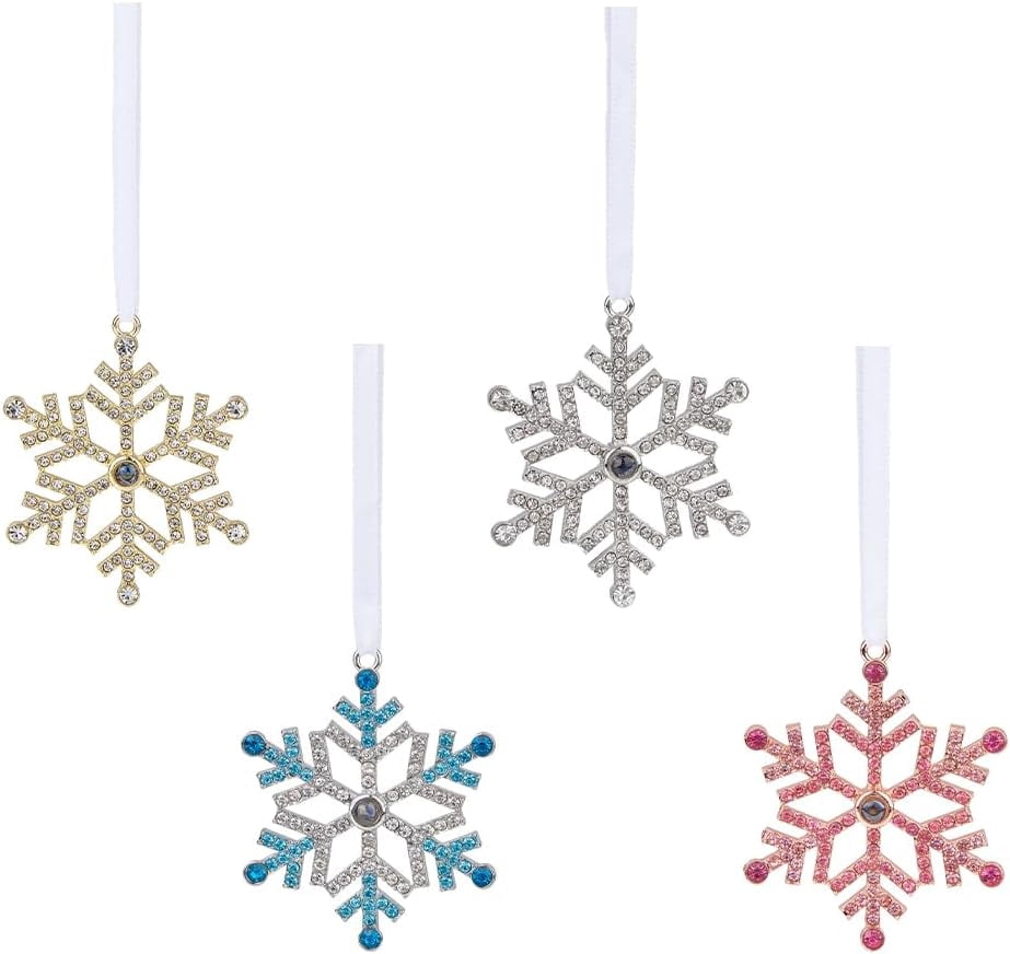 4Pcs 4 Colors Snowflake Alloy Pendant Decorations for Christmas Tree ...