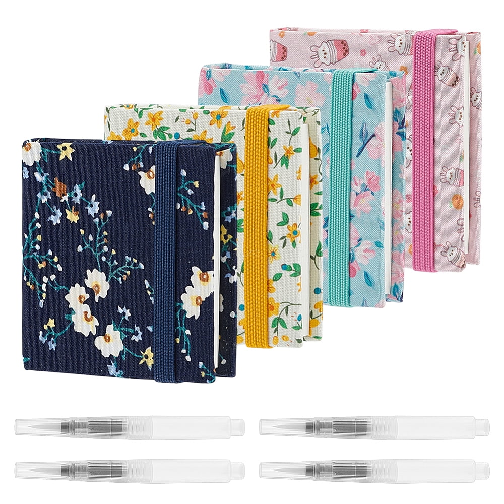 4Pcs 4 Colors Square Watercolor Sketchbook with 5Pcs Water Coloring ...