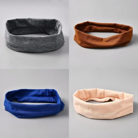 4Pcs 4 Colors Stretchy Wide Headbands for Hair Band Knot Tie Athletic ...