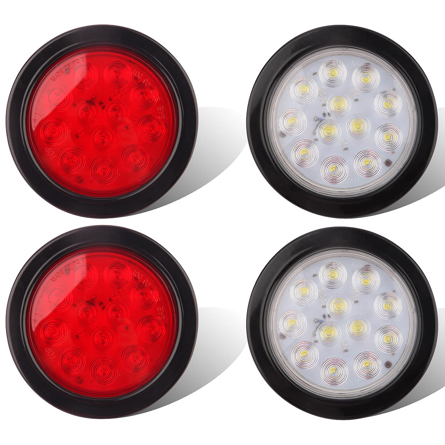 4Pcs 4 Inch Round LED Tail Lights - 4 Inch Round Trailer Led Stop Turn ...