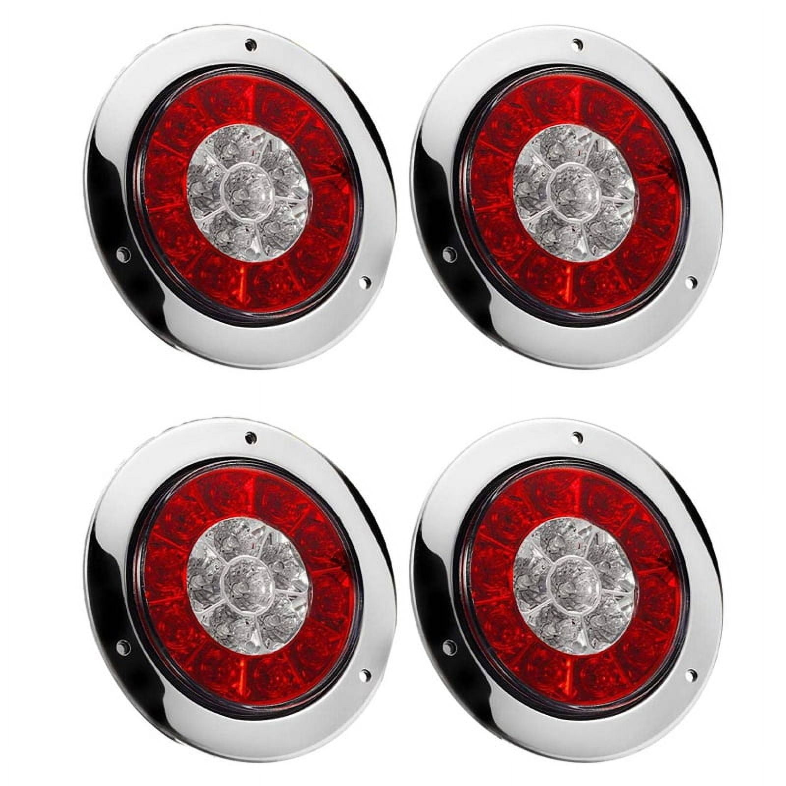 4Pcs 4 Inch Round Truck Trailer LED Tail Stop Brake Lights Red and ...