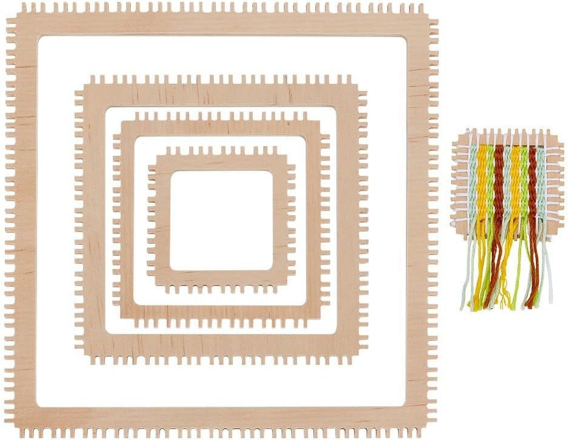 4Pcs 4 Sizes Wood Weaving Loom Kit Square Knitting Loom Tools Notched ...