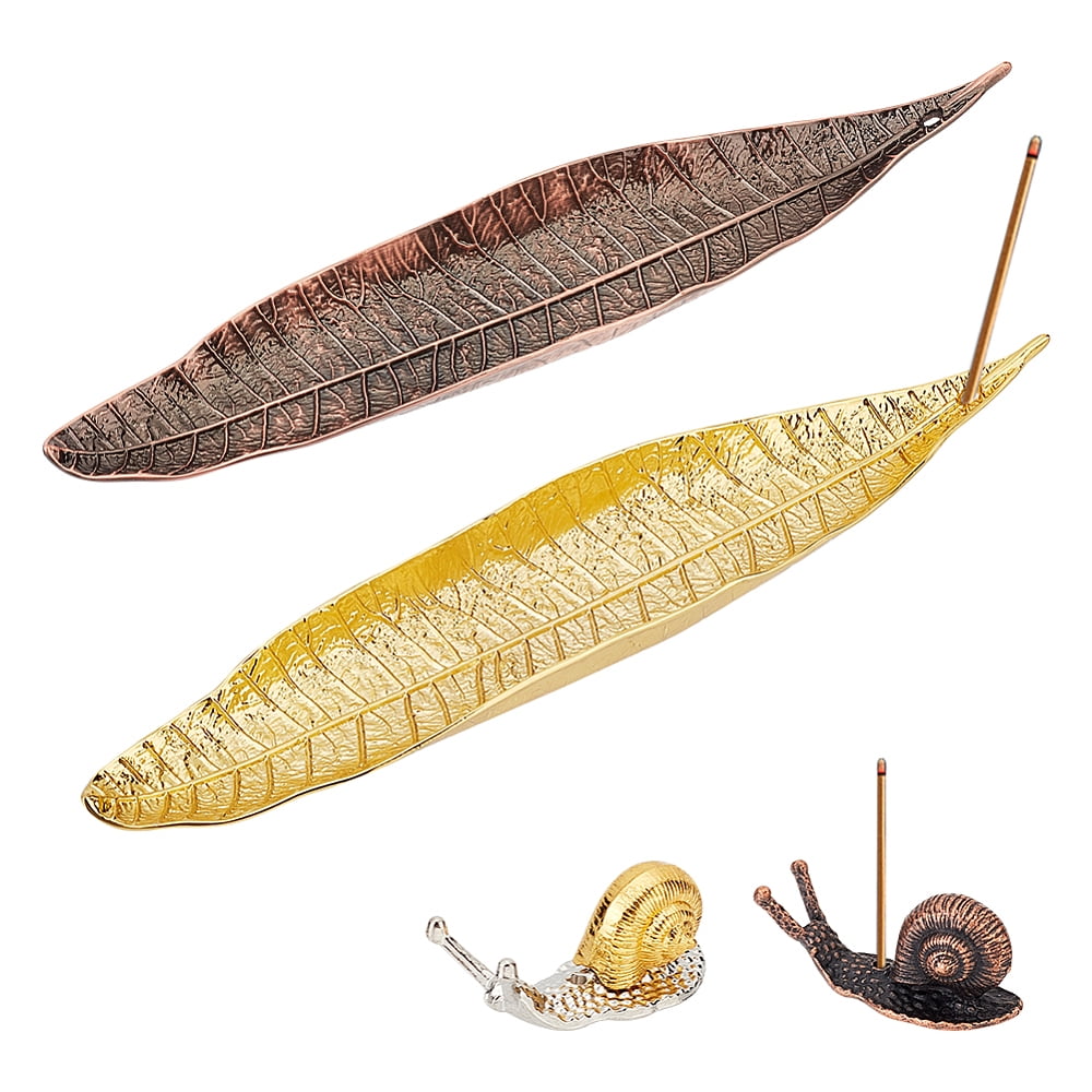 4Pcs 4 Style Brass Incense Burners Leaf Snail Incense Stick Holders ...