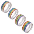 4Pcs 4 Style Pride Finger Rings Colorful Stripe Stainless Steel Wide ...
