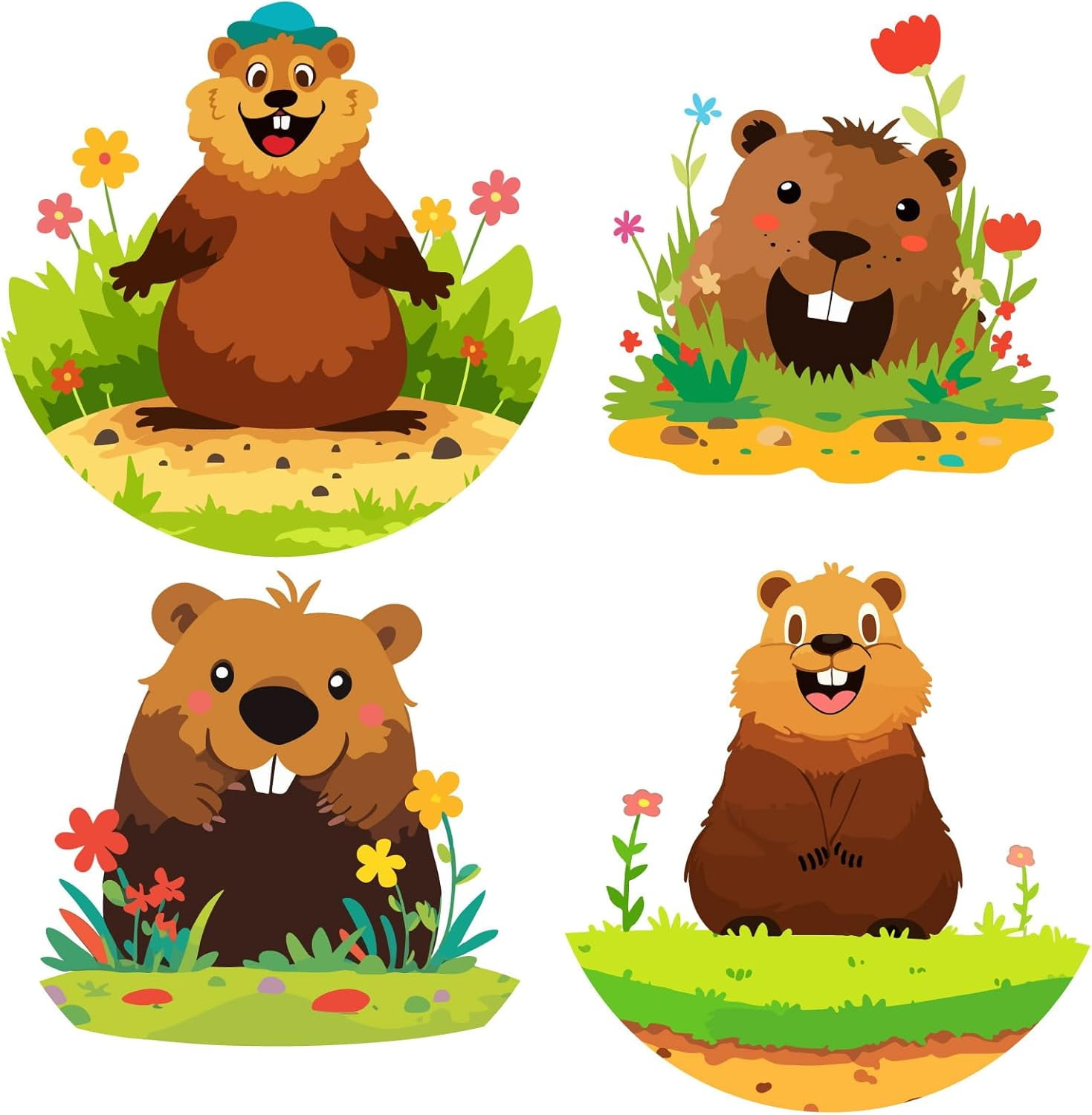 4Pcs 4 Styles 6.3" Groundhog Day Window Cling Plastic PVC Reusable ...