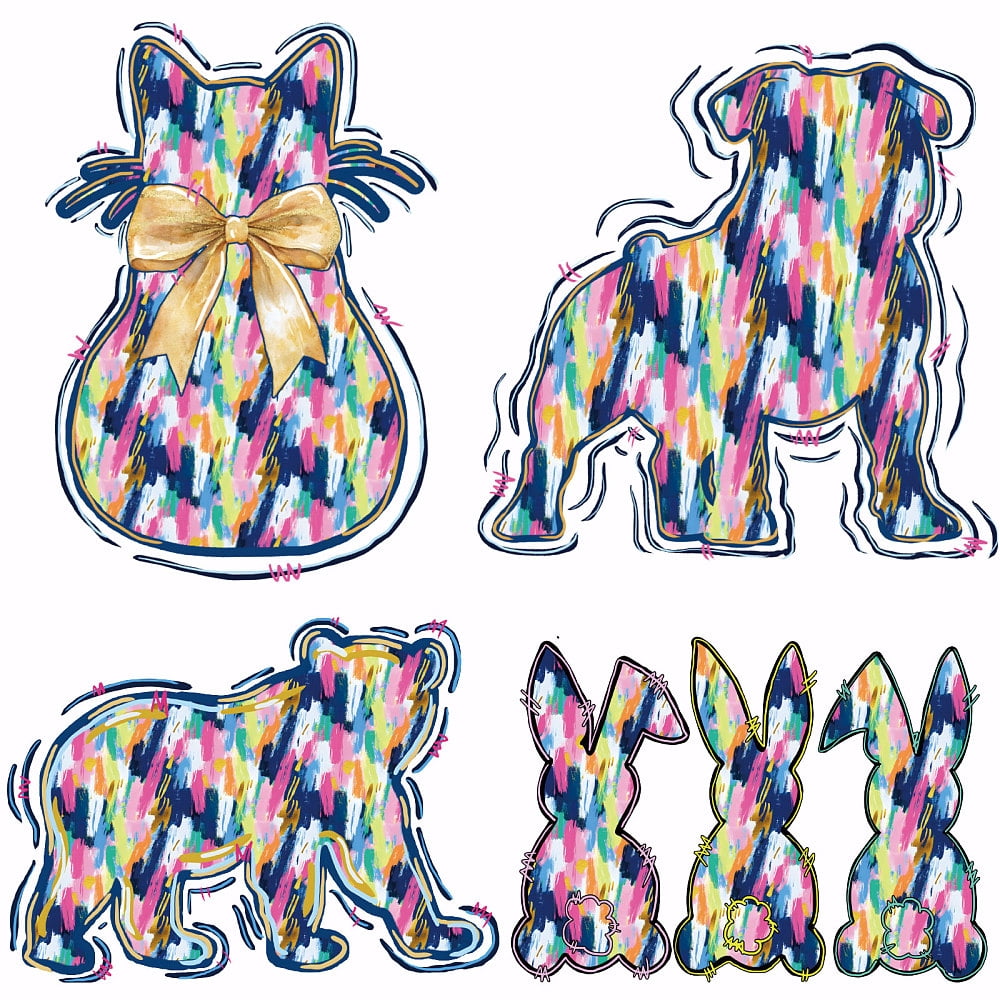 4Pcs 4 Styles Animal Theme Plastic Heat Transfer Film Logo Stickers Set ...