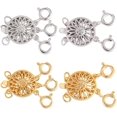4Pcs 4 Styles Brass Box Clasps with Spring Ring Clasps Flat Round 2 ...