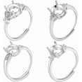 4Pcs 4 Styles Brass Micro Pave Cubic Zirconia Adjustable Rings Settings ...