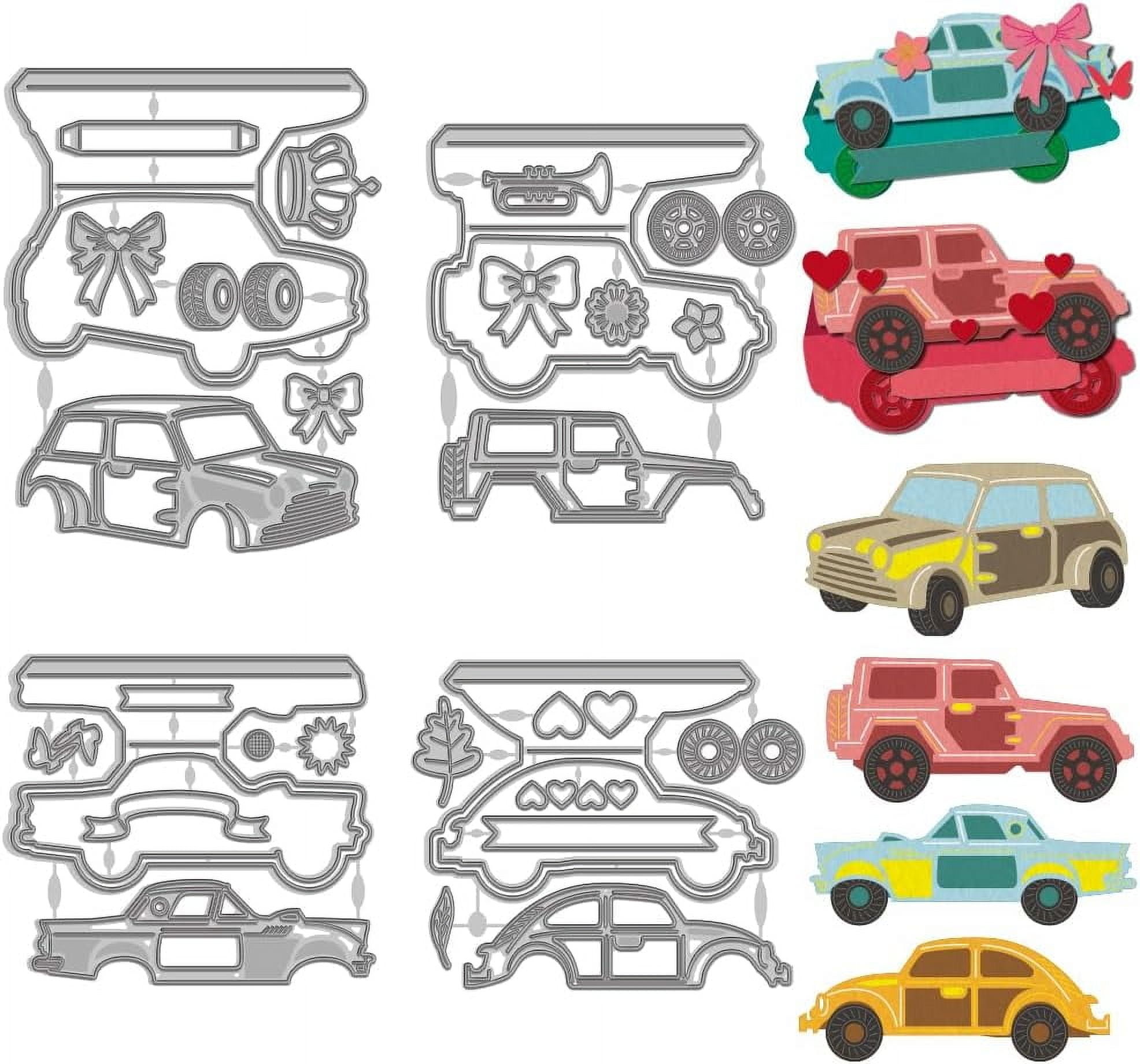 4Pcs 4 Styles Car Metal Cutting Dies Set Vintage Vehicle Cutting Dies ...