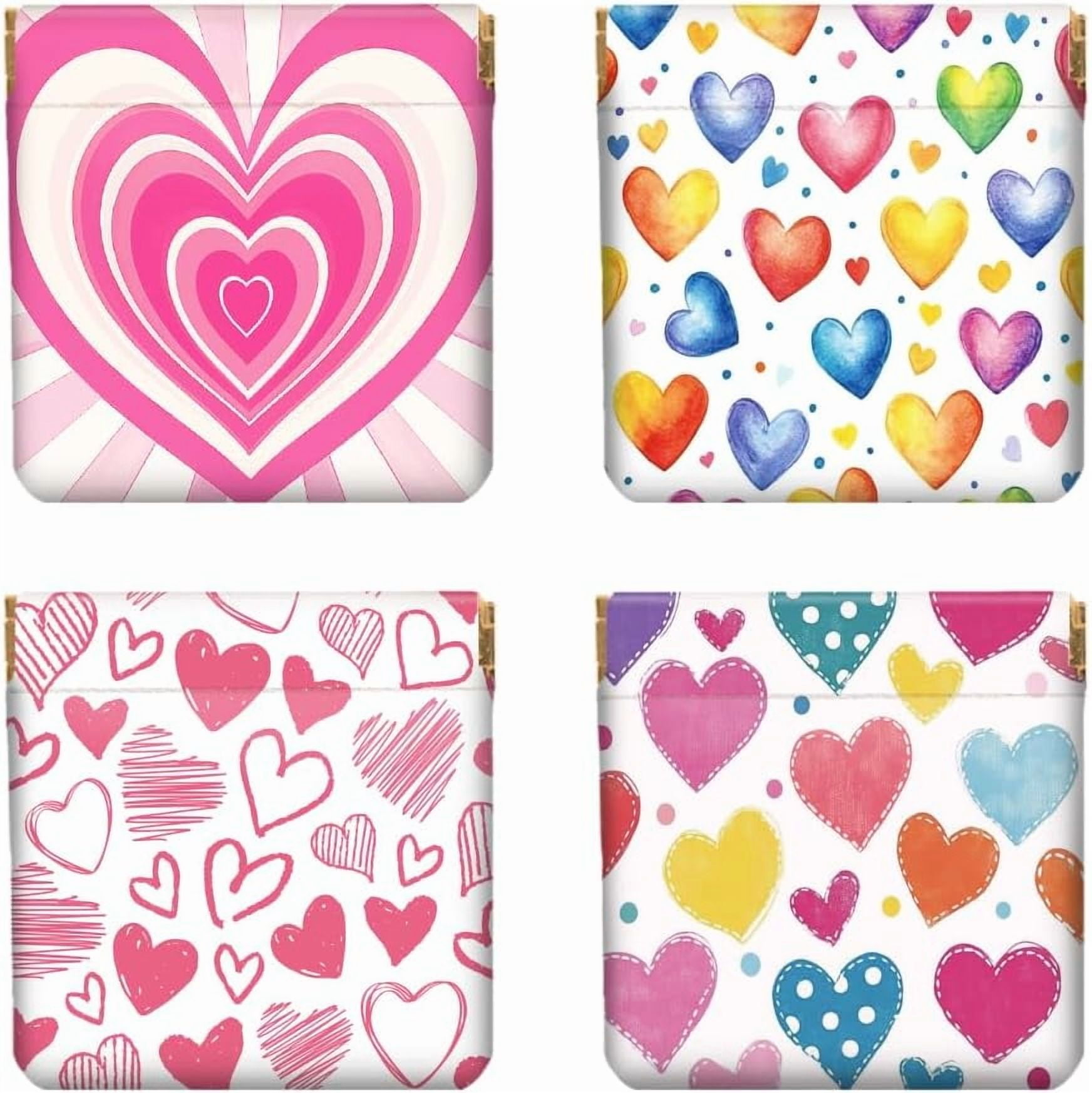 4Pcs 4 Styles Double Sided Printed PU Leather Wallets Heart 120x110mm ...
