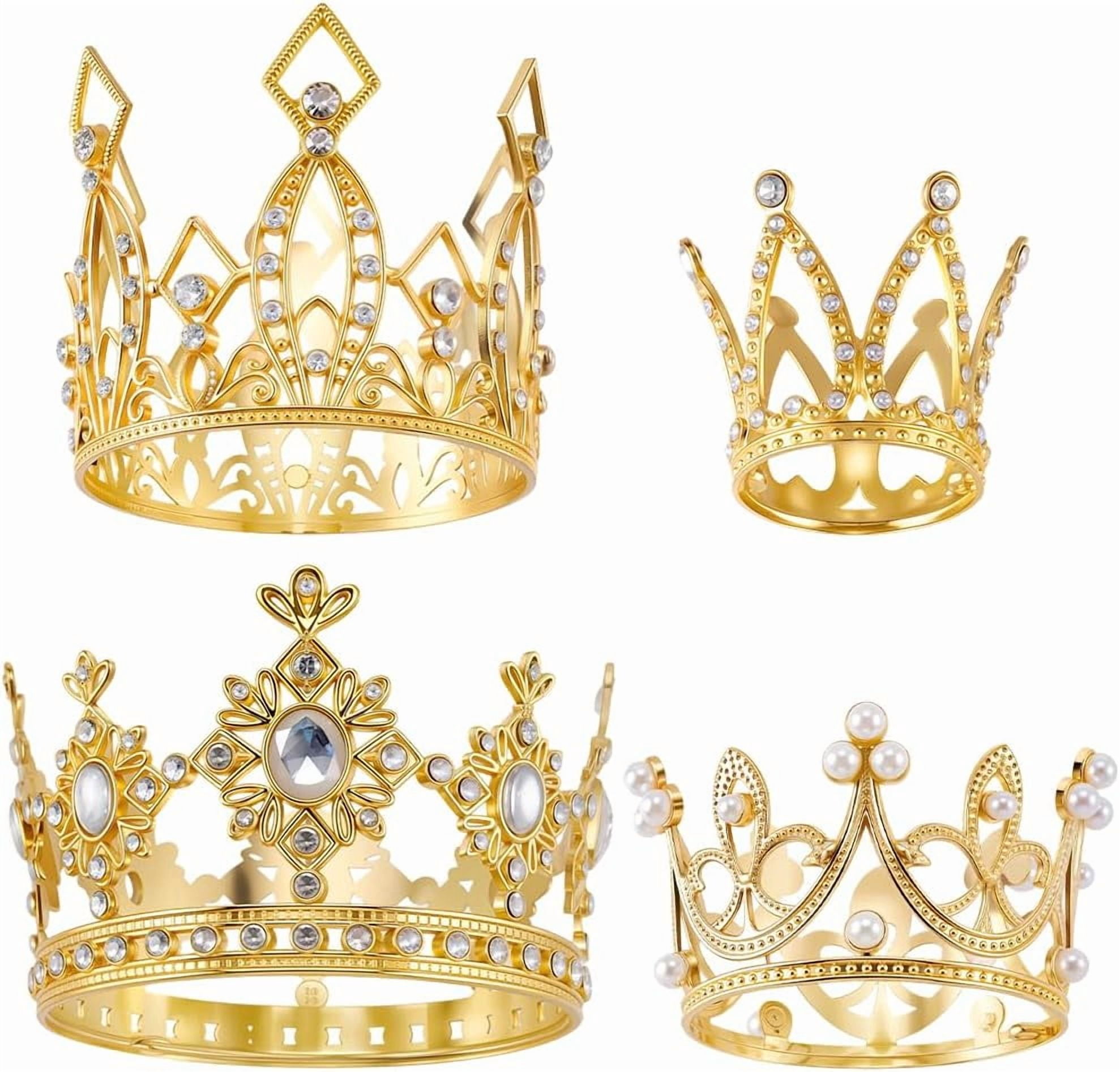 4Pcs 4 Styles Gold Bouquet Accessories Small Crowns Cake Topper Zinc ...