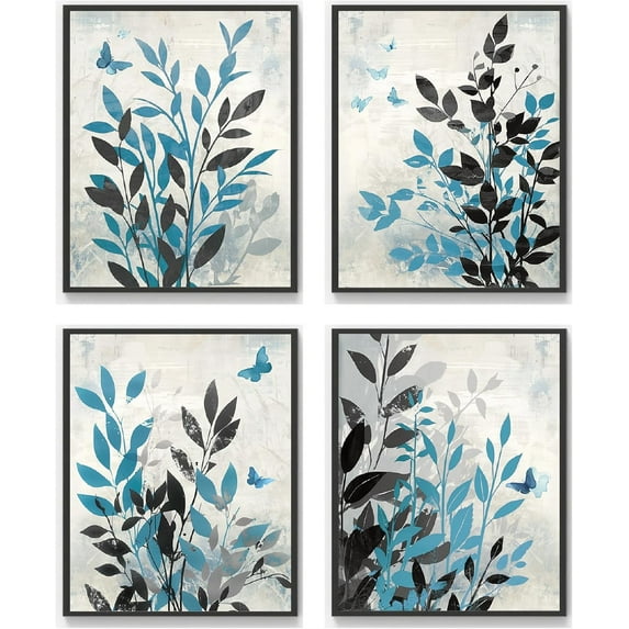 4Pcs 4 Styles Leaf Canvas Wall Art Botanical Plant Posters Rectangle ...