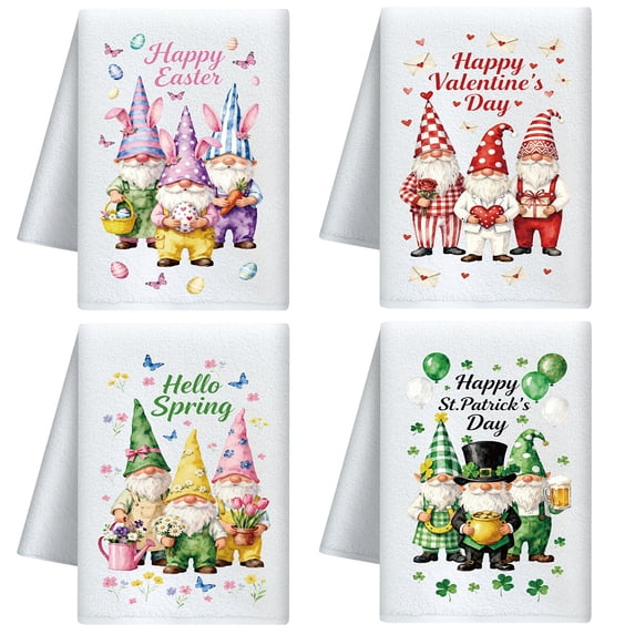 4Pcs 4 Styles Microfiber Cleaning Cloth Kitchen Dishcloths Gnome ...