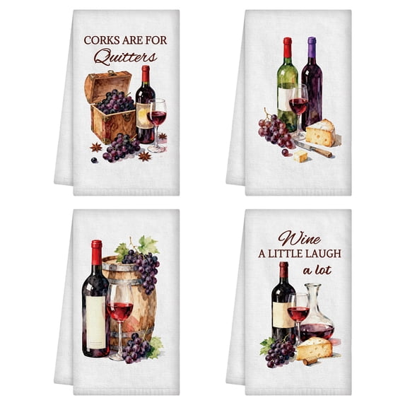 4Pcs 4 Styles Microfiber Cleaning Cloth Kitchen Dishcloths Red Wine ...