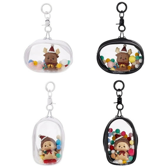 4Pcs 4 Styles Mini Oval Transparent PVC Zipper Coin Purse Wallets Bags ...