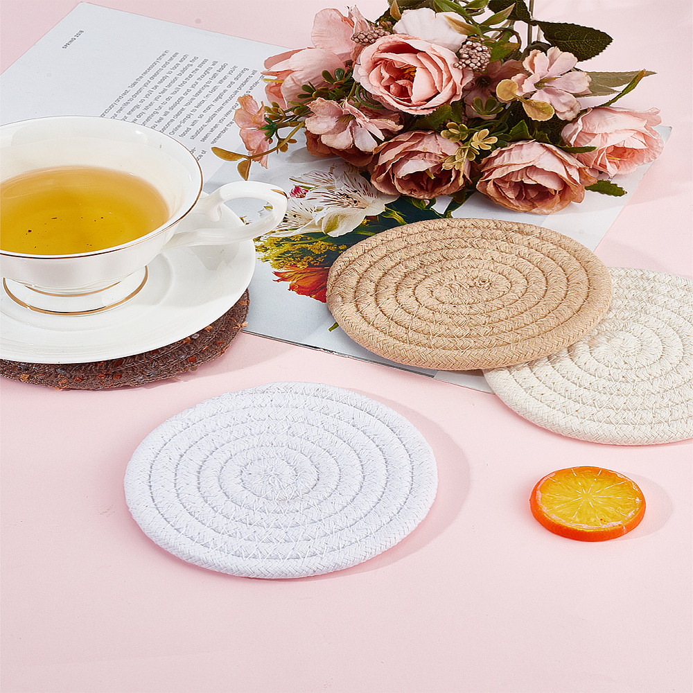 4Pcs 4 Styles Minimalist Cup Drink Coasters Cotton Hot Pads Non-Slip ...