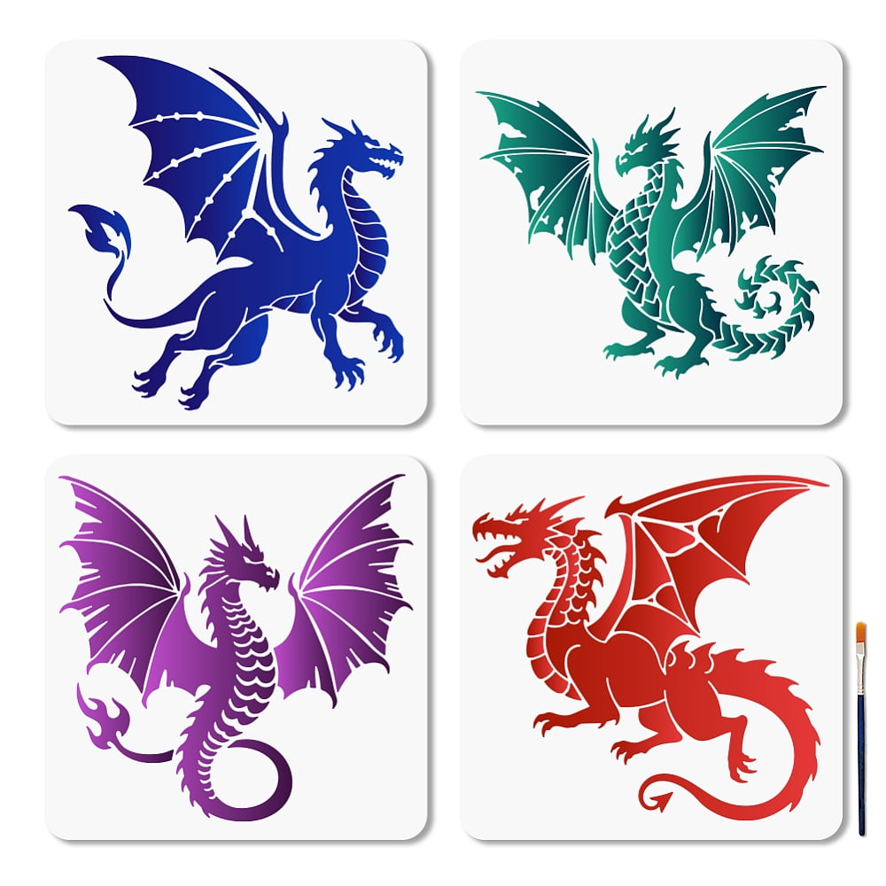 4Pcs 4 Styles PET Hollow Out Drawing Painting Stencils for DIY ...