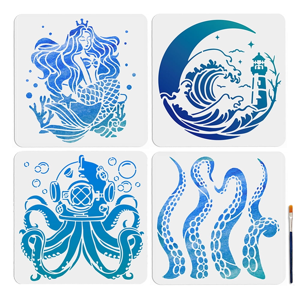 4Pcs 4 Styles PET Hollow Out Drawing Painting Stencils for DIY ...