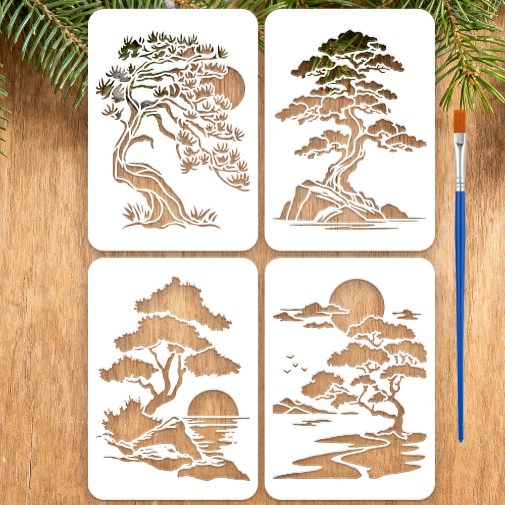 4Pcs 4 Styles PET Hollow Out Drawing Painting Stencils for DIY ...
