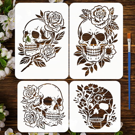 4Pcs 4 Styles Plastic Hollow Out Drawing Painting Stencils for DIY ...