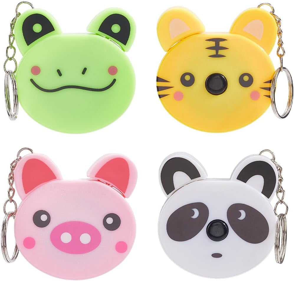 4Pcs 4 Styles Small Tape Measure Keychain Measuring Tape Key Chain PVC ...