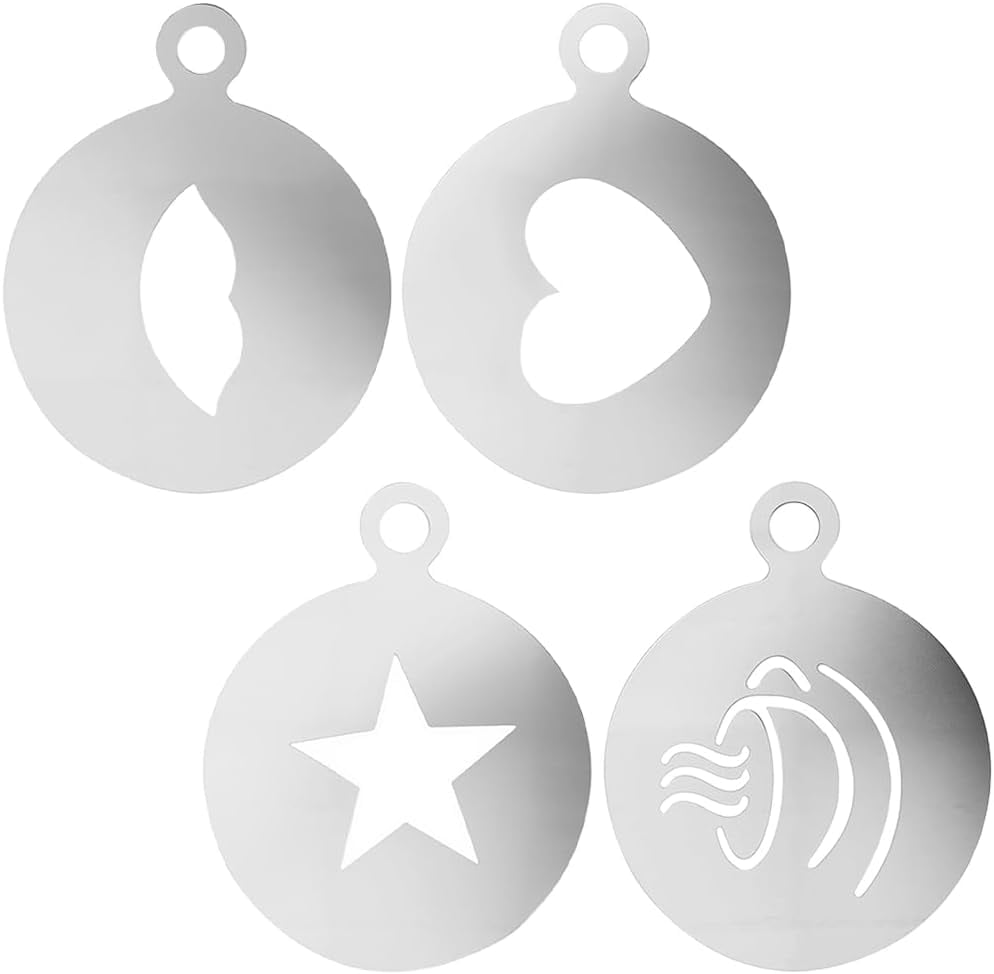 4Pcs 4 Styles Stainless Steel Coffee Decorating Stencils Metal Heart ...