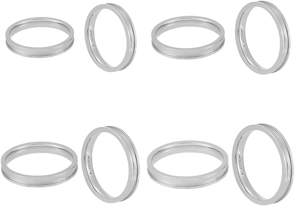 4Pcs 4 Styles Stainless Steel Grooved Finger Ring Settings Ring Core ...